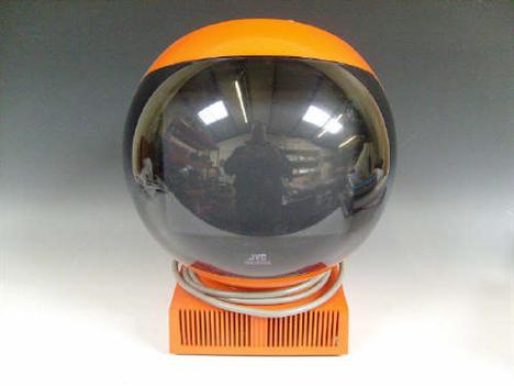 A 1970's JVC Videosphere space helmet tv, orange colour, complete with ...