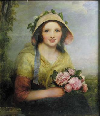 Richard Rothwell, R.H.A. (1800-1868) A GIRL IN A BONNET, HOLDING A ...