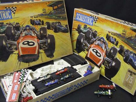 Scalextric Grand Prix Set 80 with two C82 Lotus in green and blue and ...