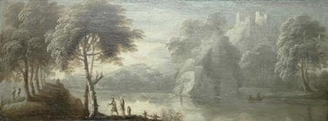 James Norrie (1684-1757) Figures on a lake and walking beneath trees ...