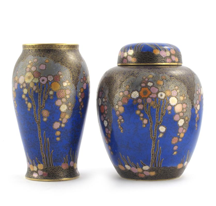 A Crown Devon vase, pattern 2073, printed in colours and gilt with ...