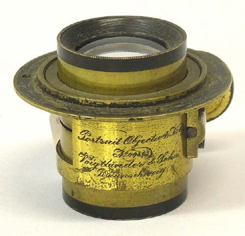 Voigtlander & Sons brass bound portrait objective lens, with rack ...