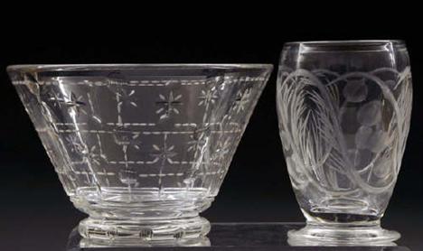 A small 1930’s Stuart crystal glass vase designed by Eric Ravilious of ...