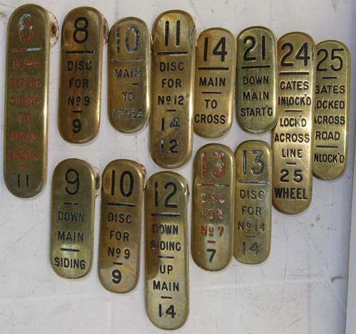 GWR Brass Signal Box Lever Plates, qty 13, all ex Henwick Signal Box ...