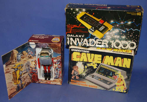 CGL Galaxy Invader Game, Grandstand Cave Man game and a Bandai Robo ...