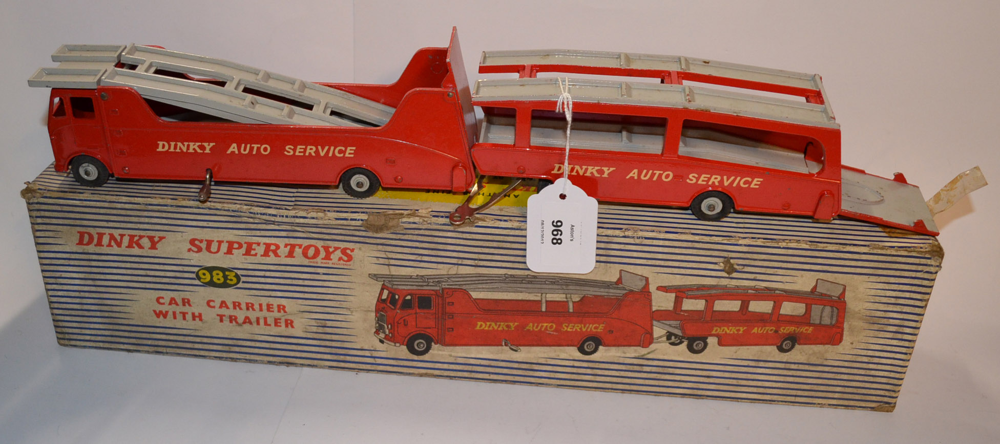 Dinky Supertoys 983 Car Carrier with Trailer, `Dinky Auto Service`, red ...