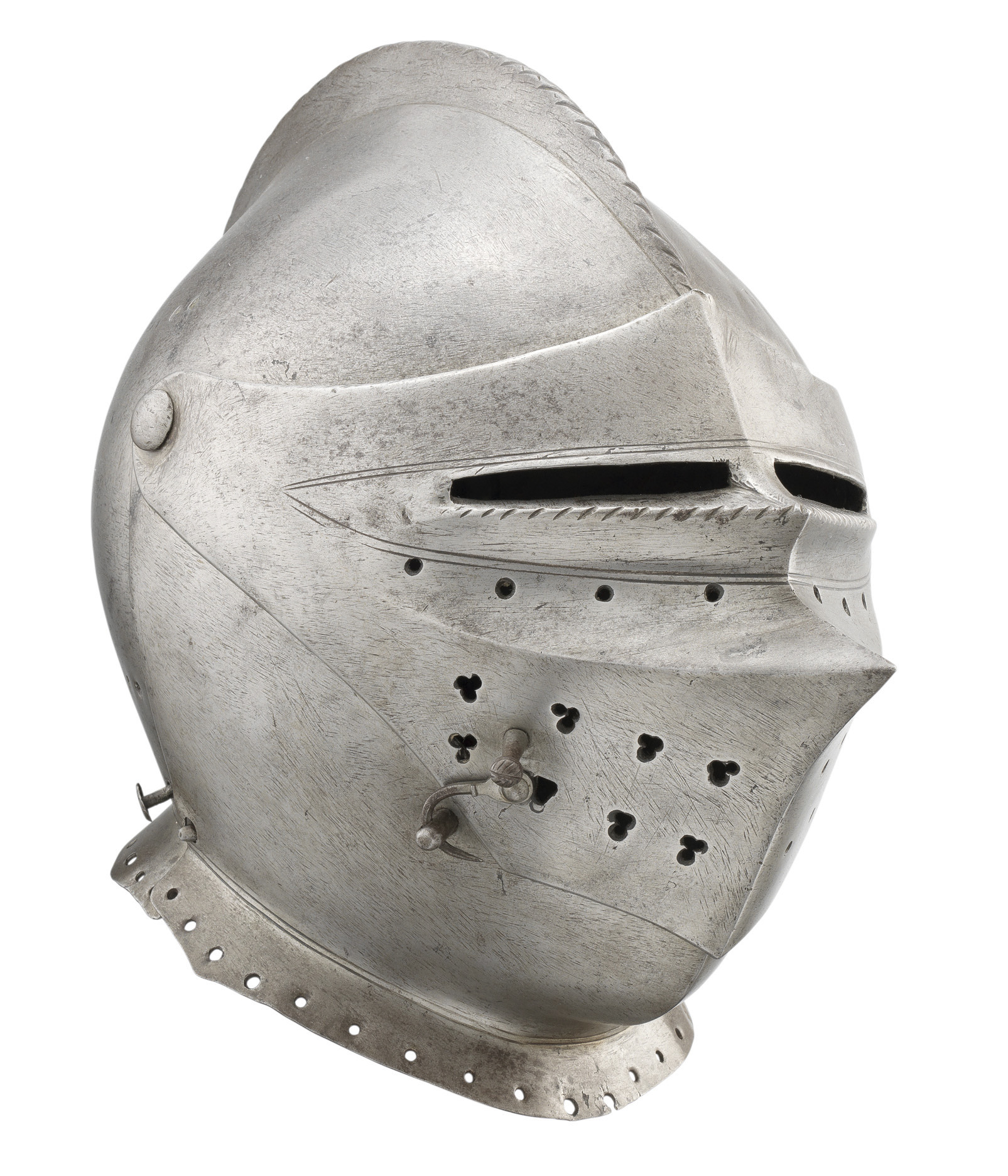 ** A SOUTH GERMAN CLOSE HELMET FOR HEAVY FIELD USE, CIRCA 1540 with ...