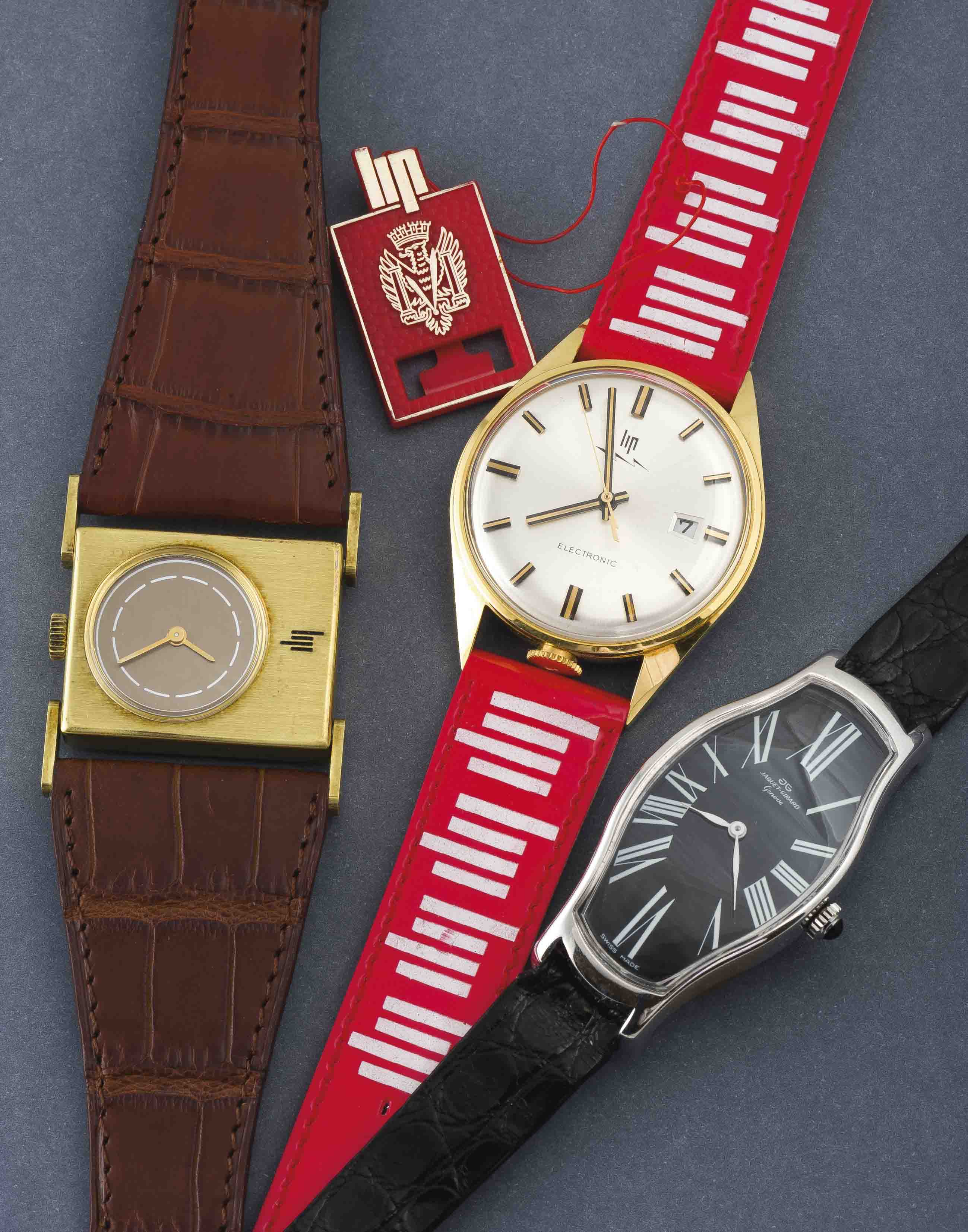 LIP (Isabelle Hebey / GT plaqué or), vers 1976. Une des huit montres de ...