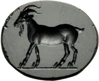 Goat Età romanaIntaglio testa di moro agate, mm 10,5x9x2. Form 8. Goat ...